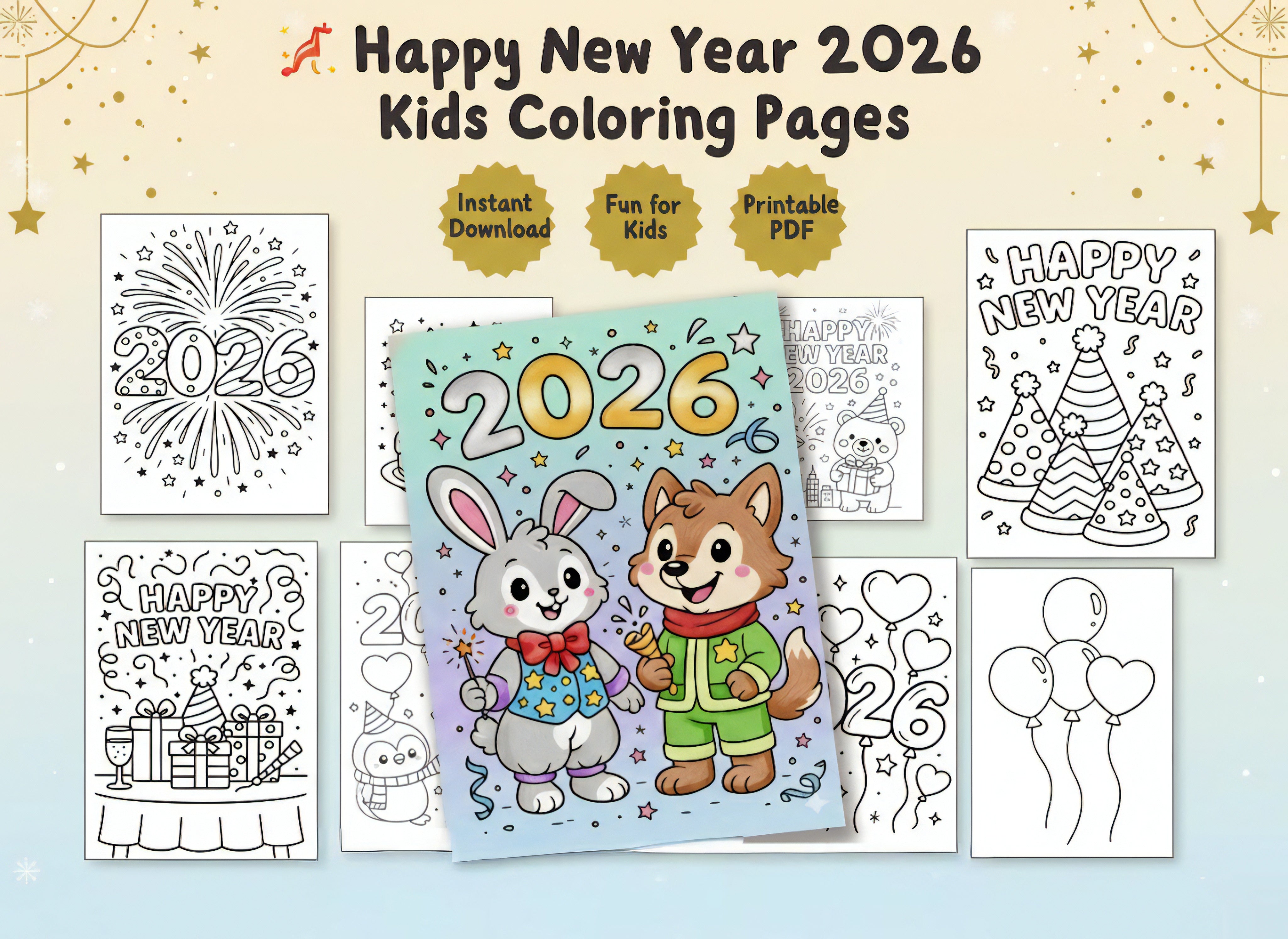 2026 New Year Coloring Pages for Kids® – Digital products you Want